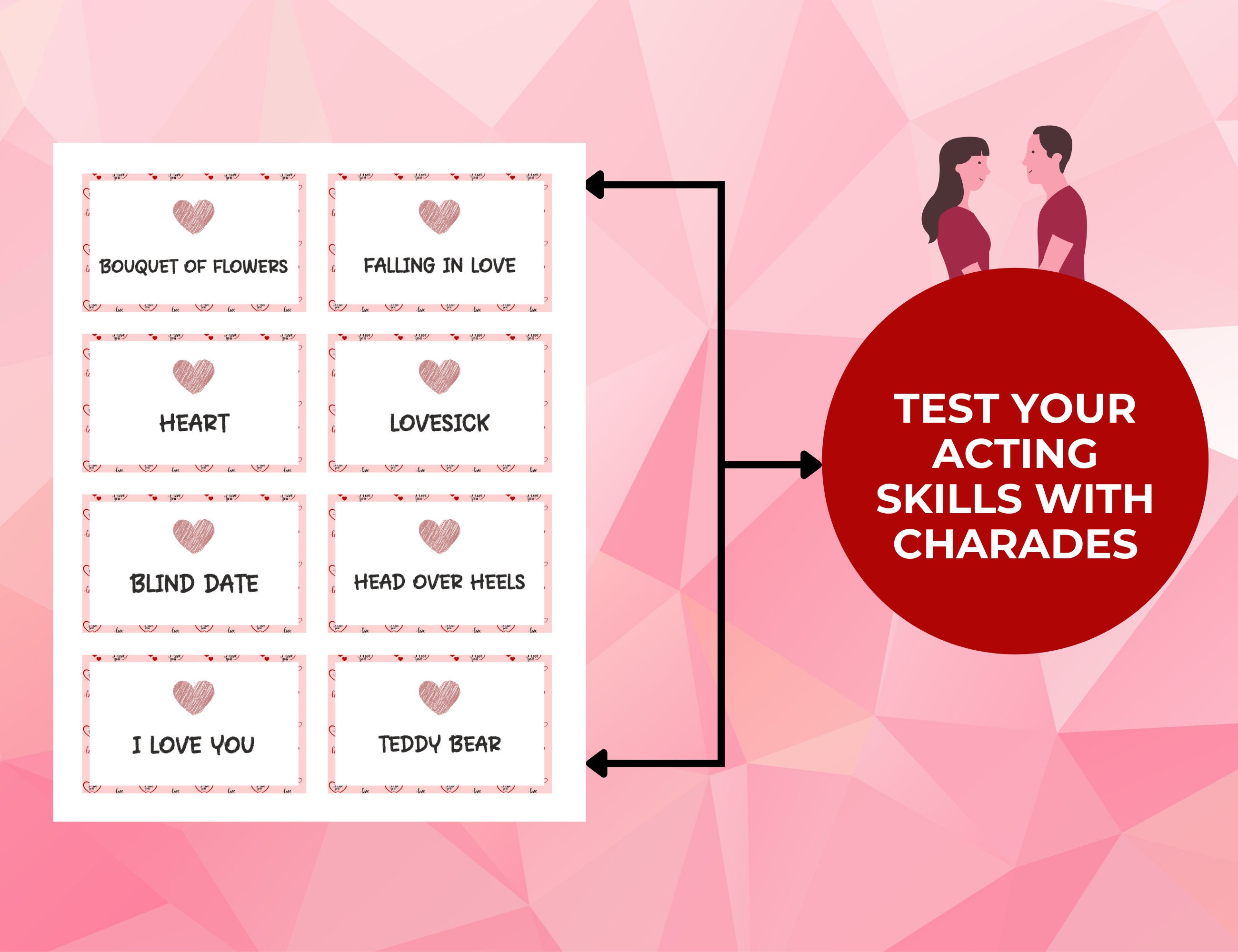 Valentine's Day Charades Printable Charades Game - Etsy