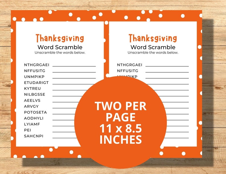 Thanksgiving Word Scramble | Printable Game for Thanksgiving | Fun ...