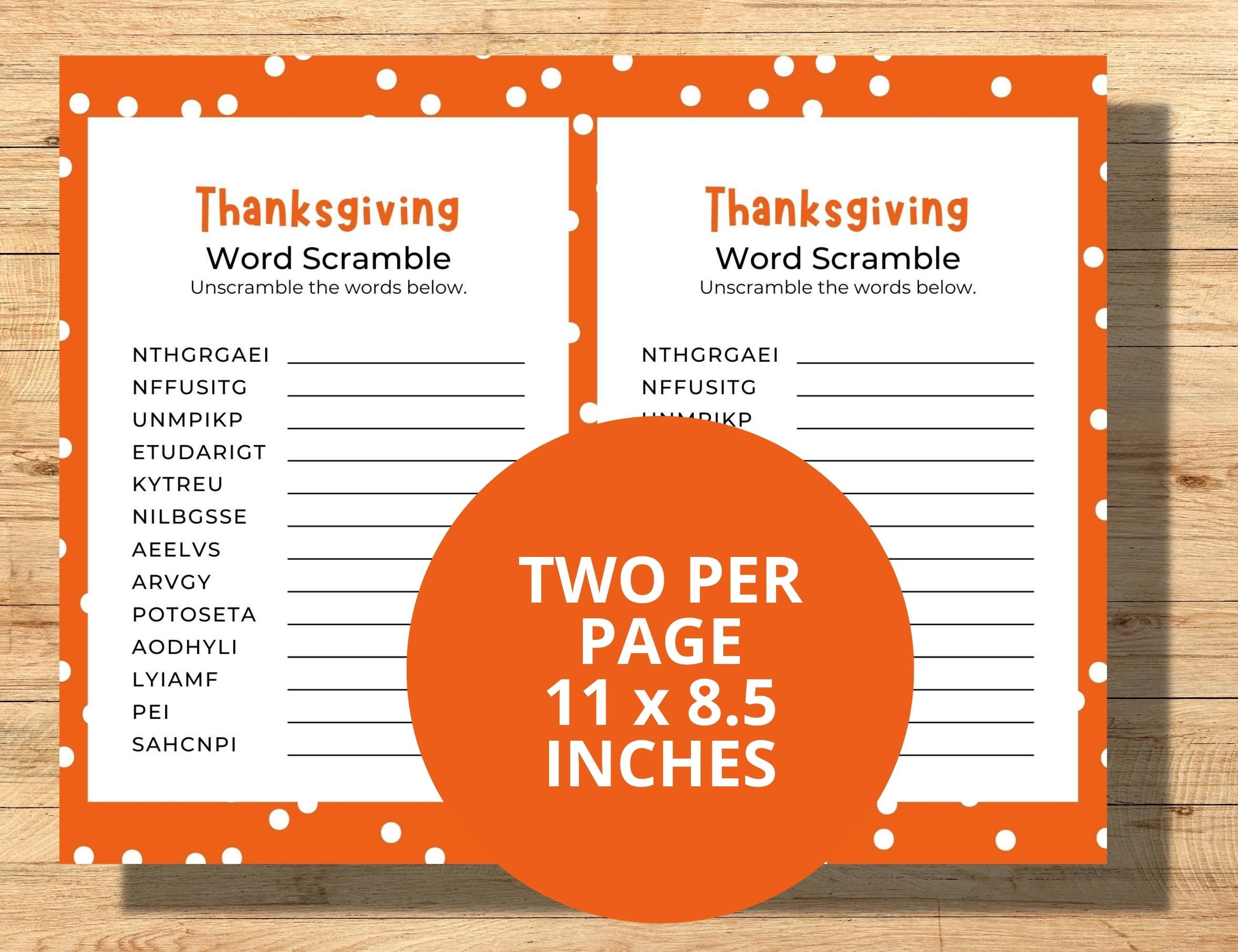 Thanksgiving Word Scramble | Printable Game for Thanksgiving | Fun ...