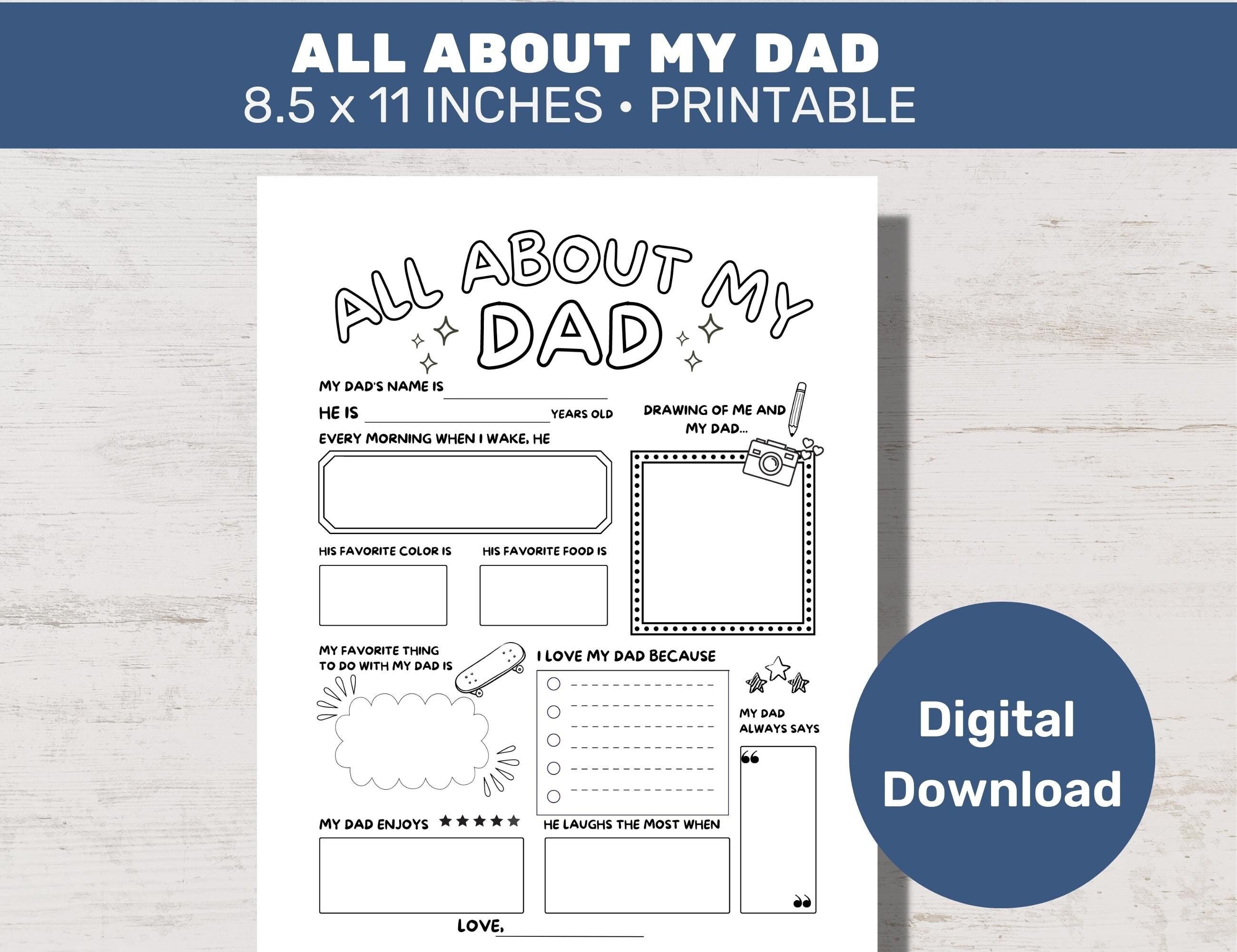 Father's Day Questionnaire, All About My Dad Printable, DIY Gift for ...
