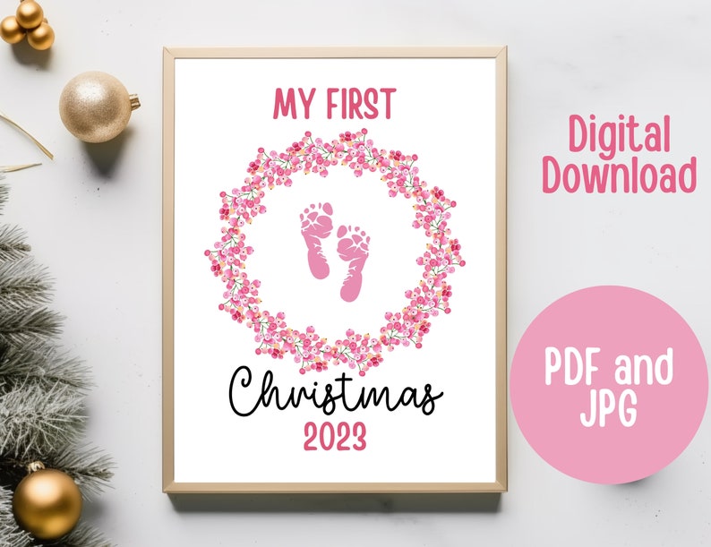 Christmas Footprint Art Craft, Printable Christmas Keepsake, Preschool ...