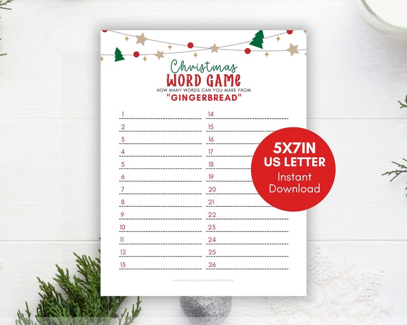 Christmas Printable Game, Christmas Word Game, Christmas Party Games ...
