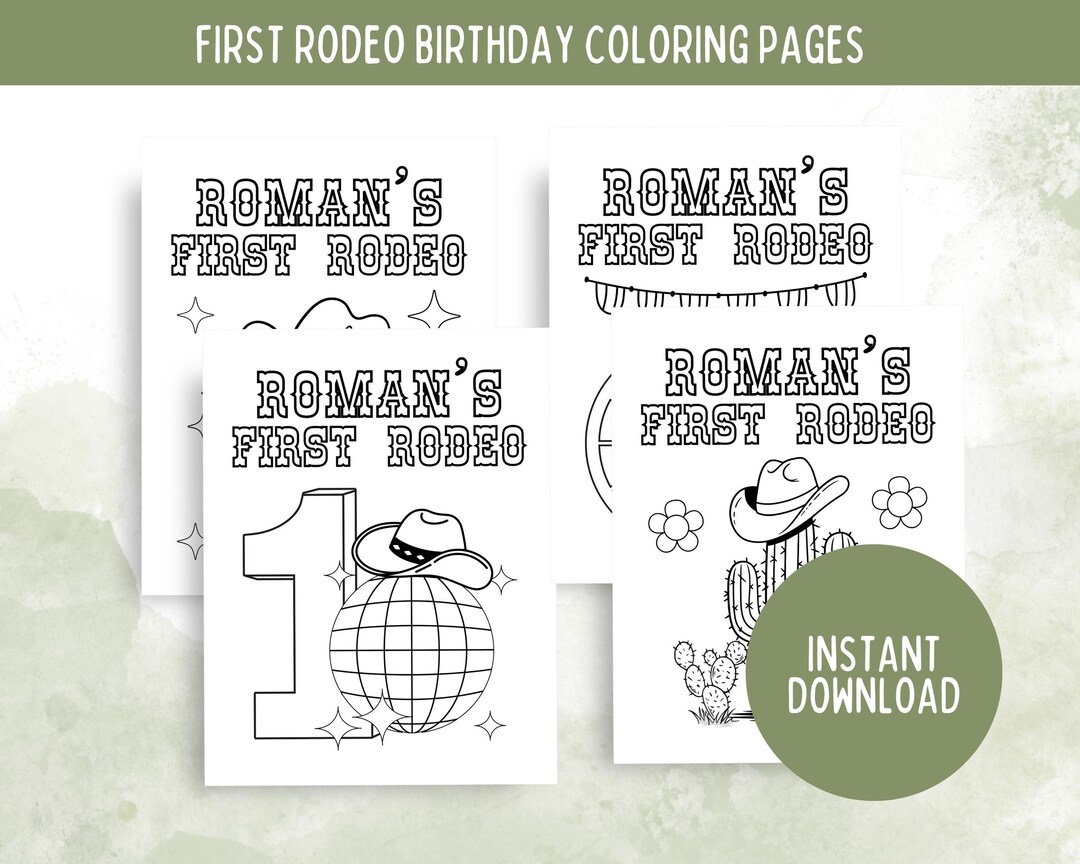 Rodeo Birthday Coloring Page, First Rodeo Coloring Sheet, Cowgirl ...