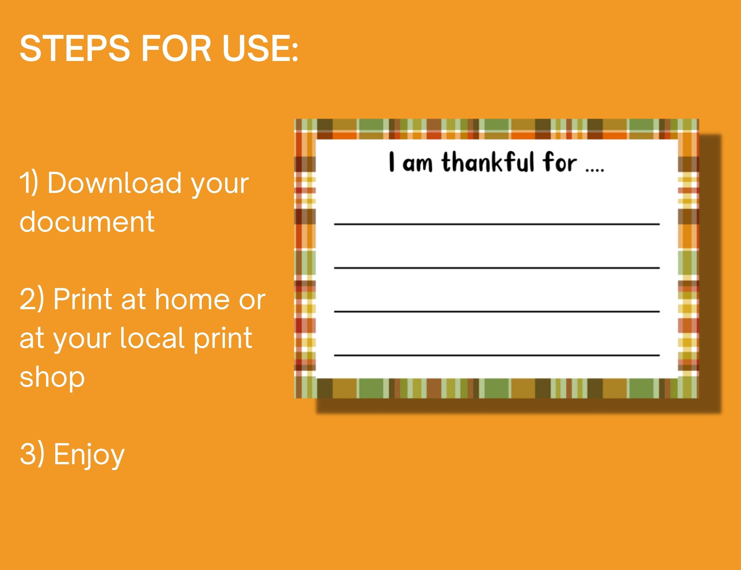 I Am Thankful for Card Thanksgiving Printable Gratitude - Etsy