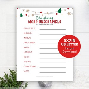 Christmas Printable Game, Christmas Word Scramble, Christmas Party ...