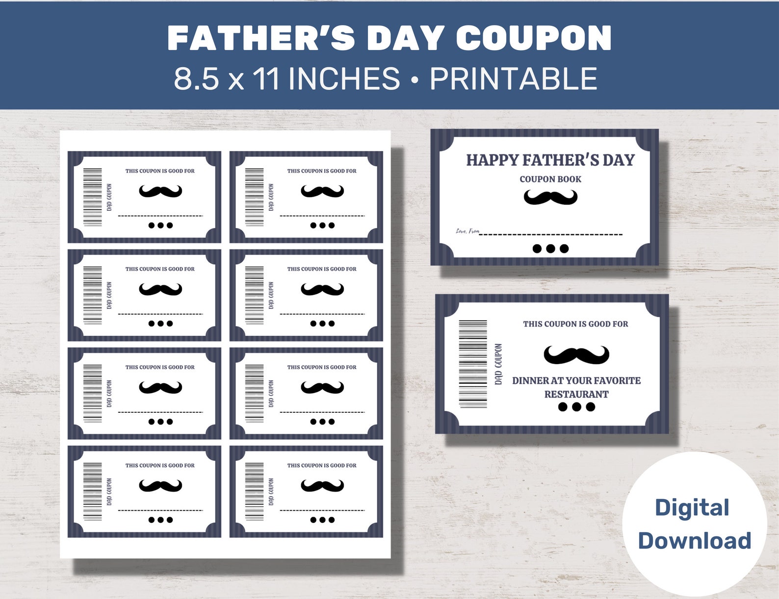 Father's Day Coupons, Gift for Dad, Printable Coupon Book for Dad ...