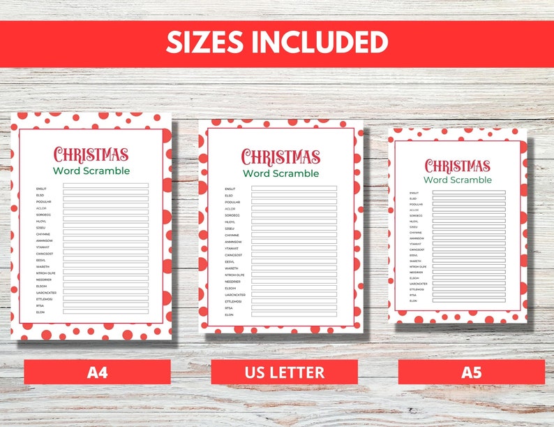 Printable Christmas Word Scramble Game, Holiday Party Games, Christmas ...