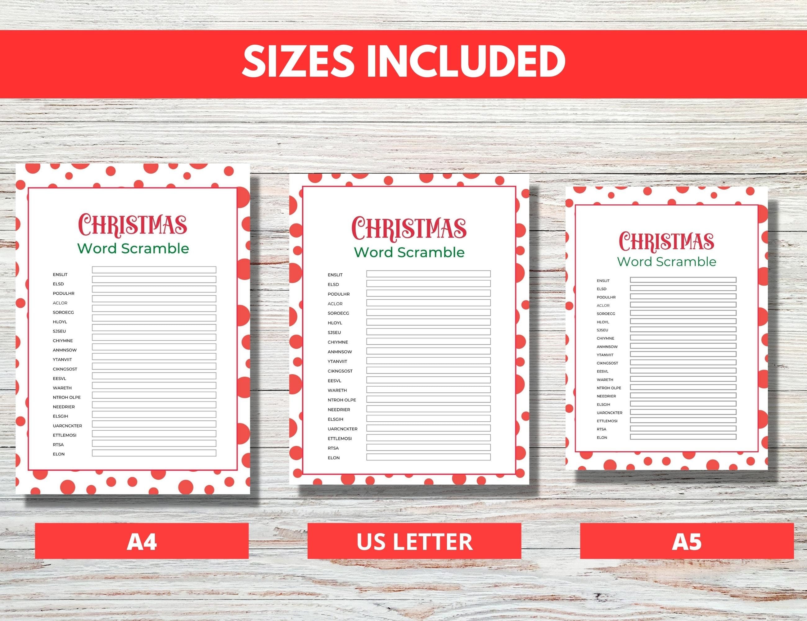 Printable Christmas Word Scramble Game, Holiday Party Games, Christmas ...