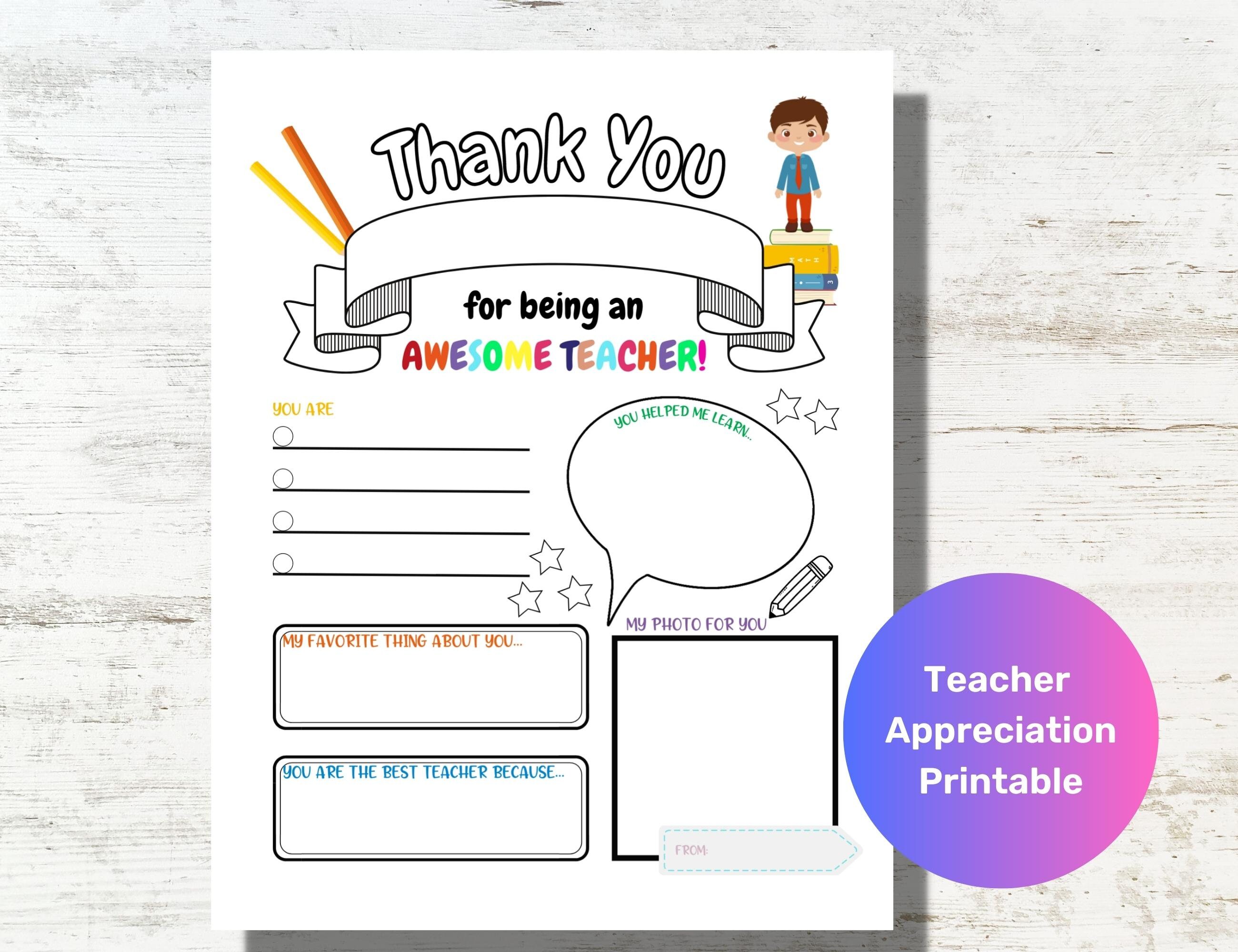 Printable Teacher Appreciation Week Questionnaire, Teacher Appreciation ...