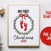 Christmas Footprint Art Craft, Printable Christmas Keepsake, Preschool ...