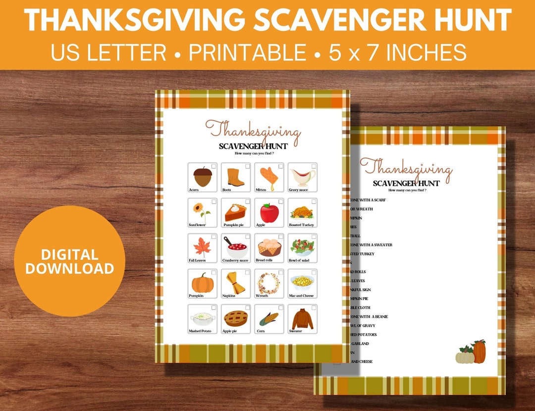 Thanksgiving Scavenger Hunt | Printable Thanksgiving Game ...