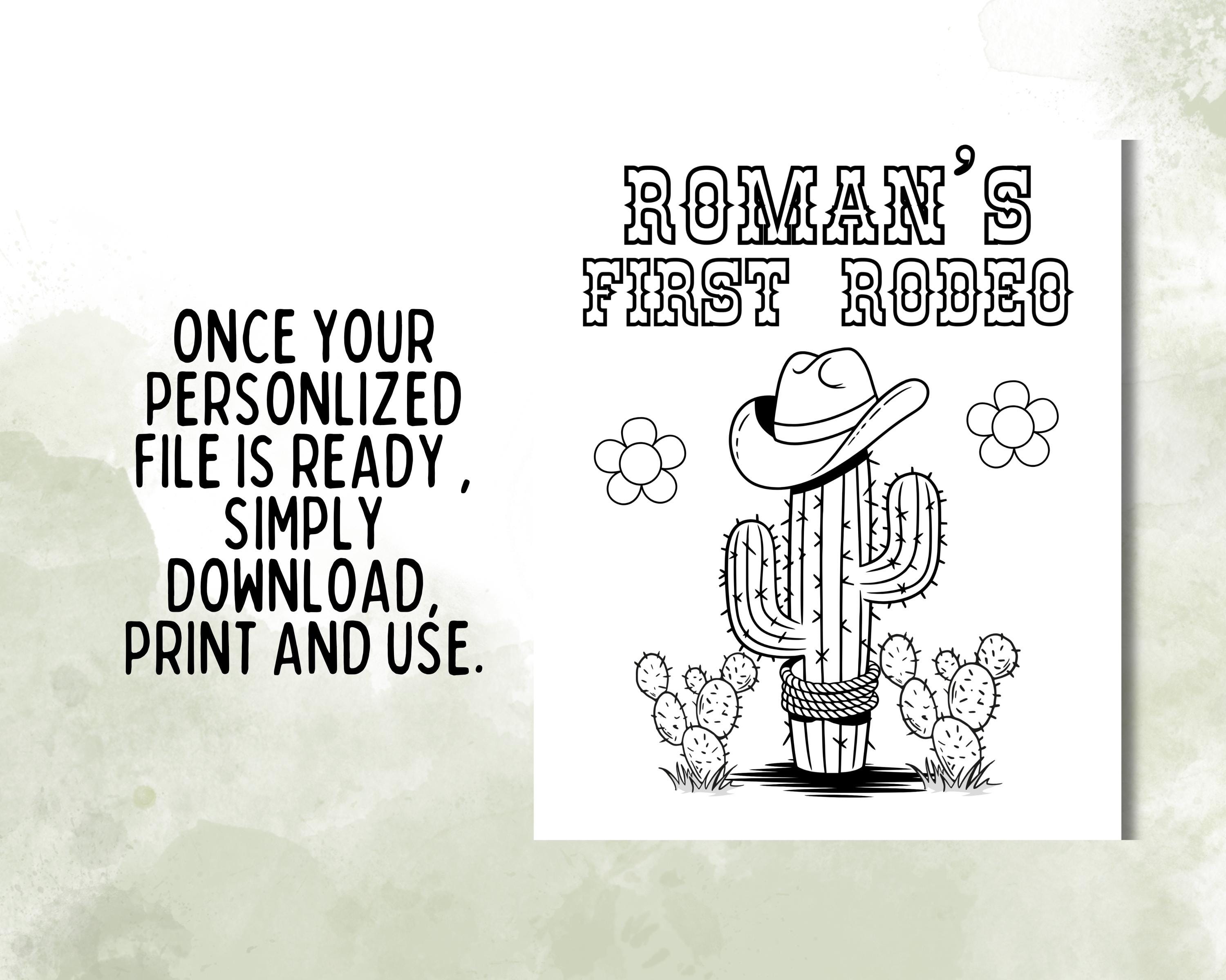 Rodeo Birthday Coloring Page, First Rodeo Coloring Sheet, Cowgirl ...