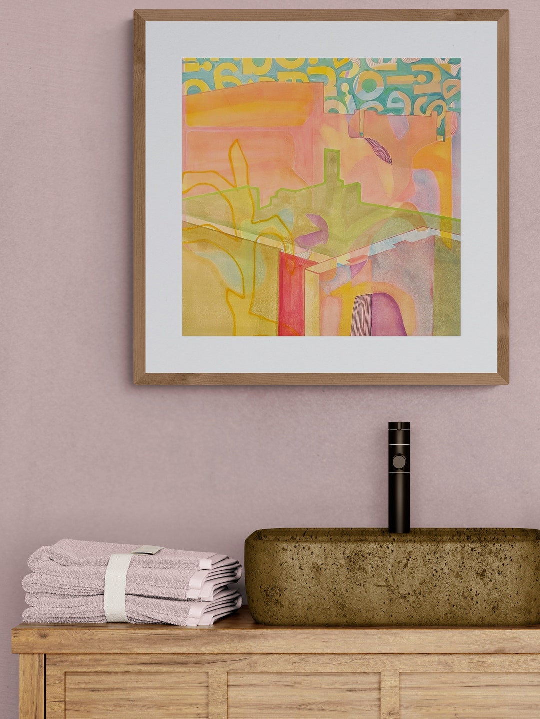 Wall Art Print Abstract Art Gift Mothers Day Home Decor Pink Painting ...