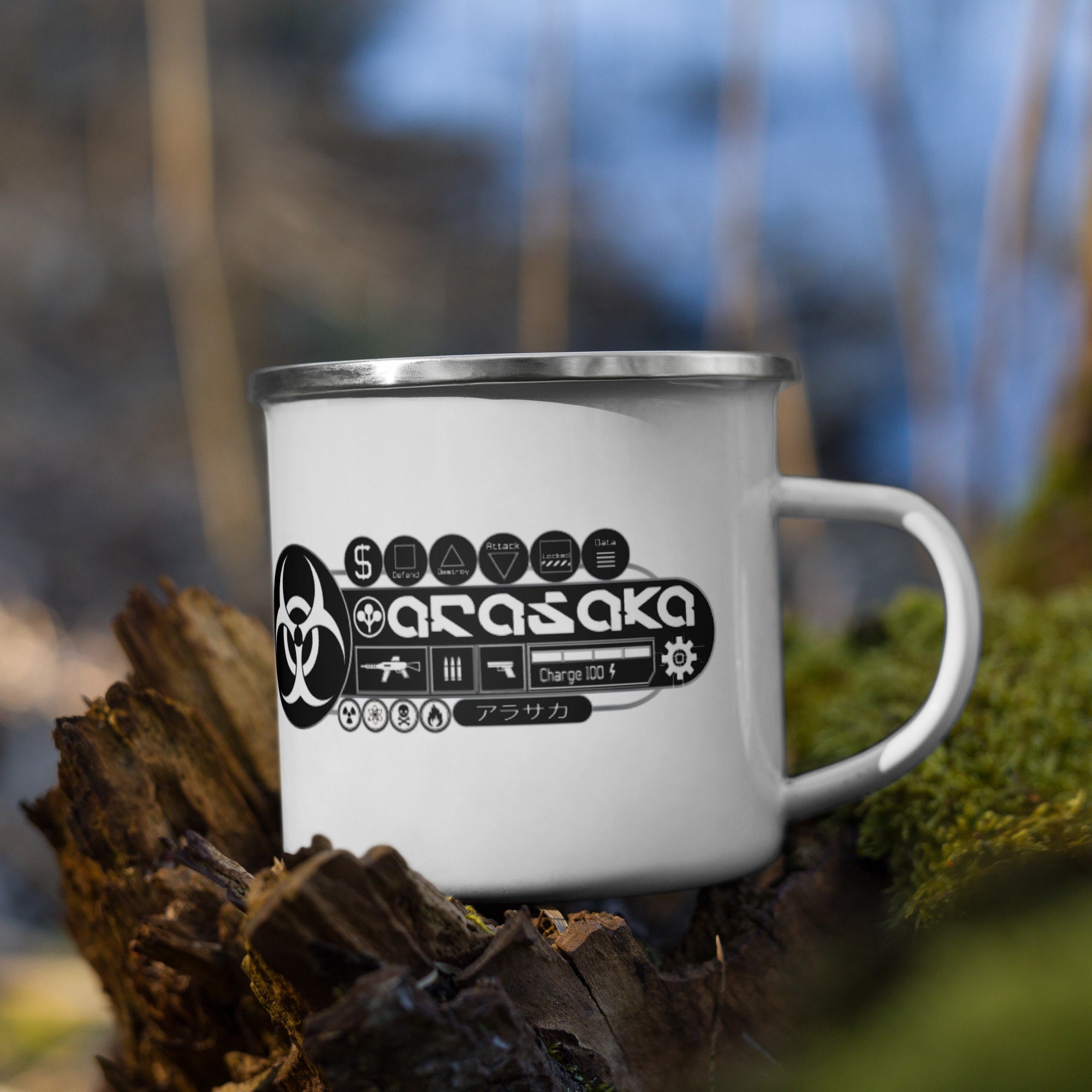 Cyberpunk - Arasaka Corporation アラサカ社 - Black & White Enamel Mug - Etsy