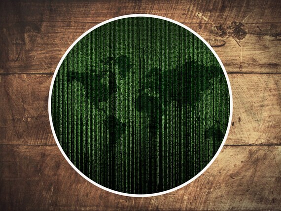 Digital / Binary Earth Map Stickers | Etsy