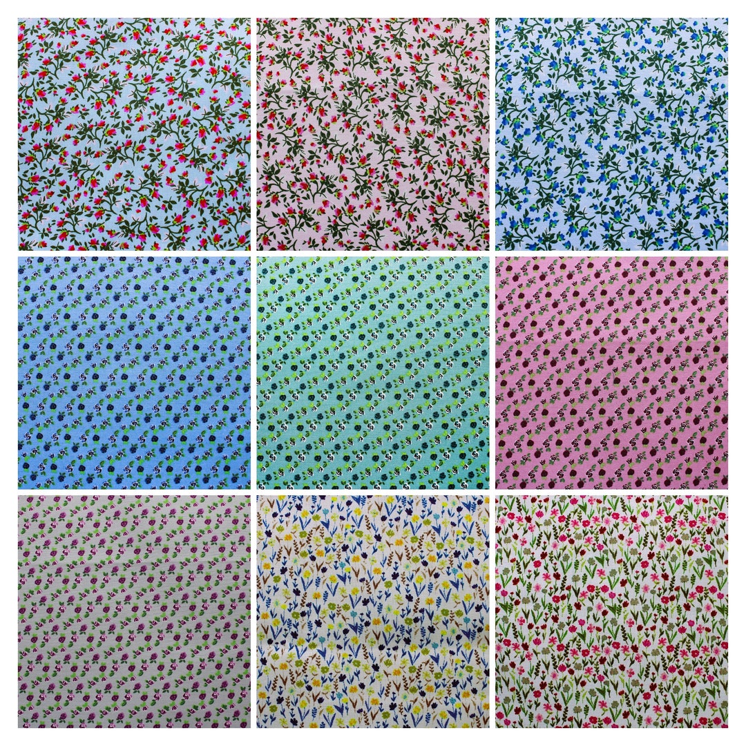 Cotton Fabric With Floral Pattern Dollhouses, Patchwork, Quilt, Doll ...