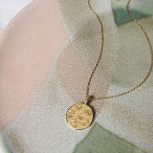 Gold Sunbeam Disc Pendant, Gold Sun Charm Necklace, Vintage Sun Motif ...