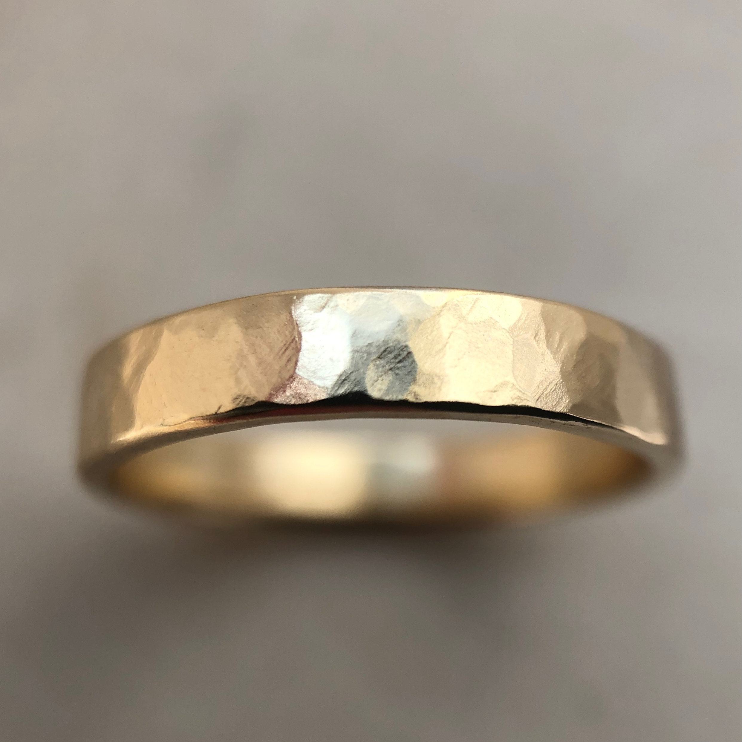 Recycled Solid Gold Textured Wedding Band, 3mm Flat Profile Wedding ...