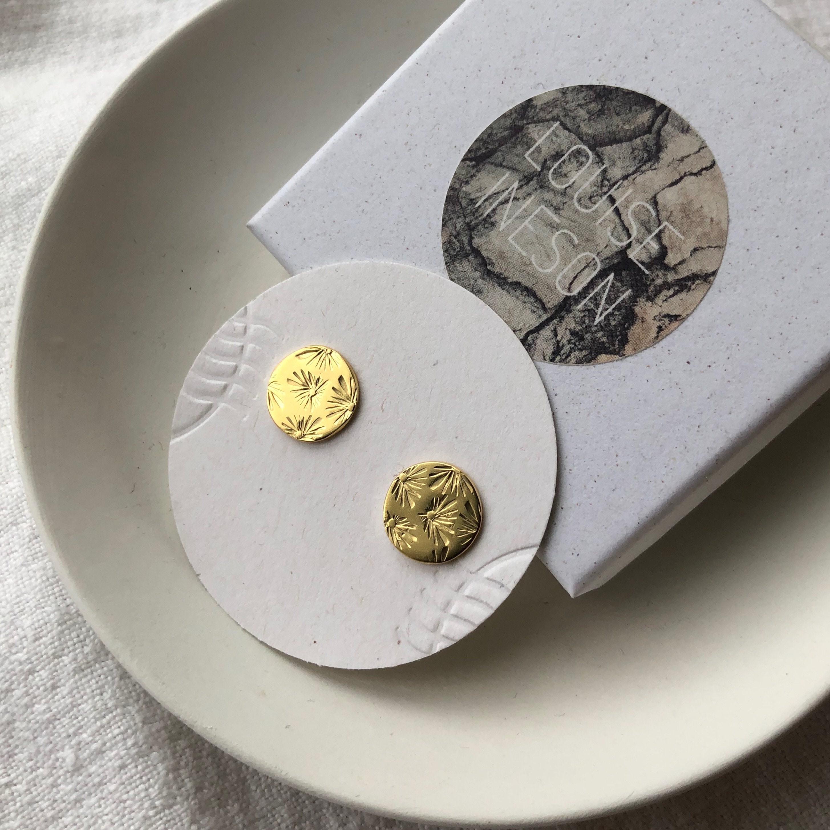 Gold Sunbeam Disc Stud Earrings, Sun Earrings, Statements Studs ...