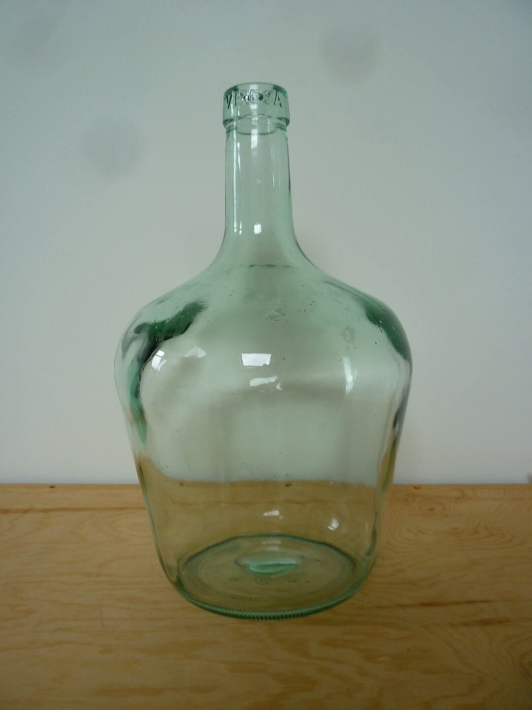 Vintage Viresa Green Glass Bottle Demijohn Bottle Terrarium Bottle ...