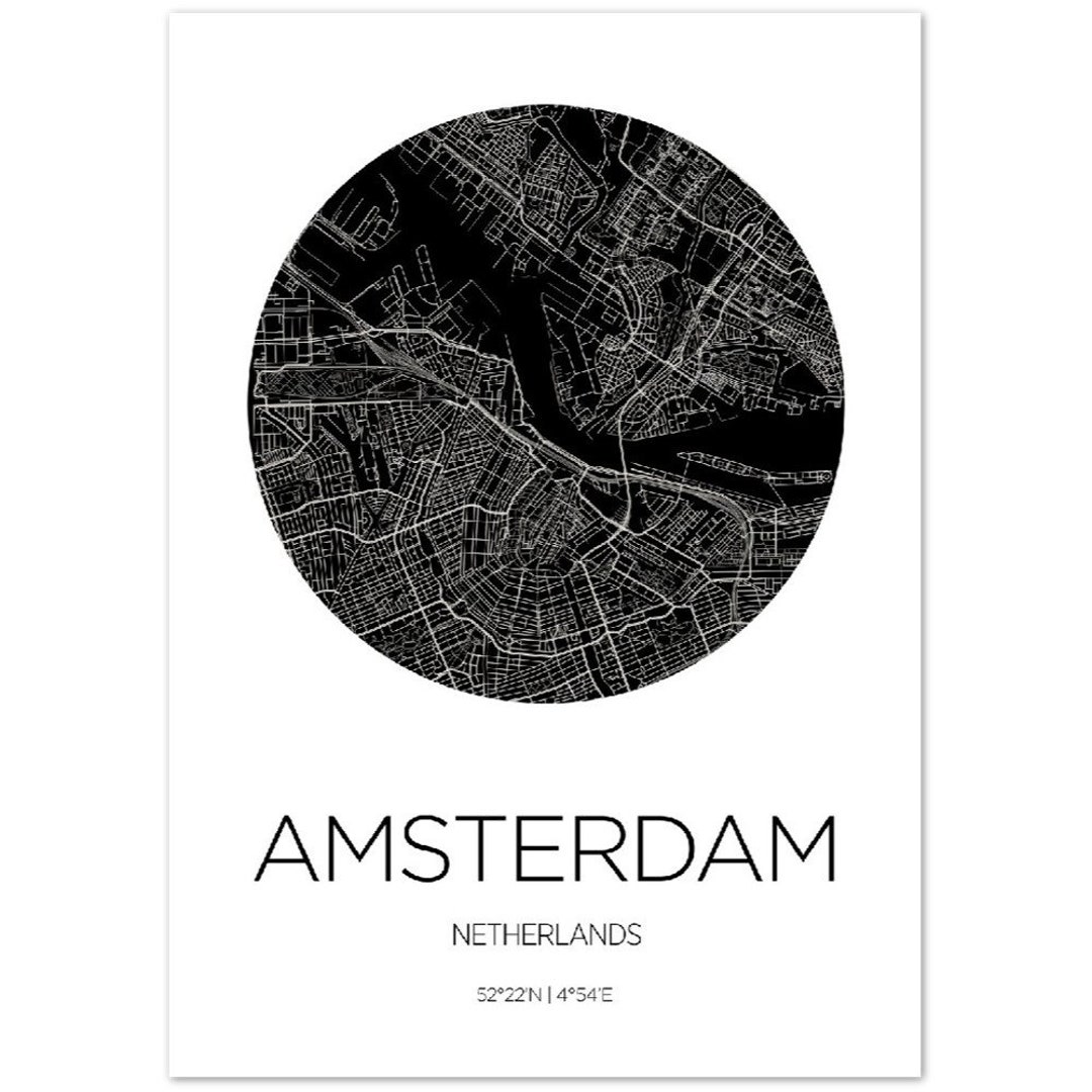 Amsterdam Stadt Karte, Amsterdam Map, Poster Geschenk, Karte Druck ...