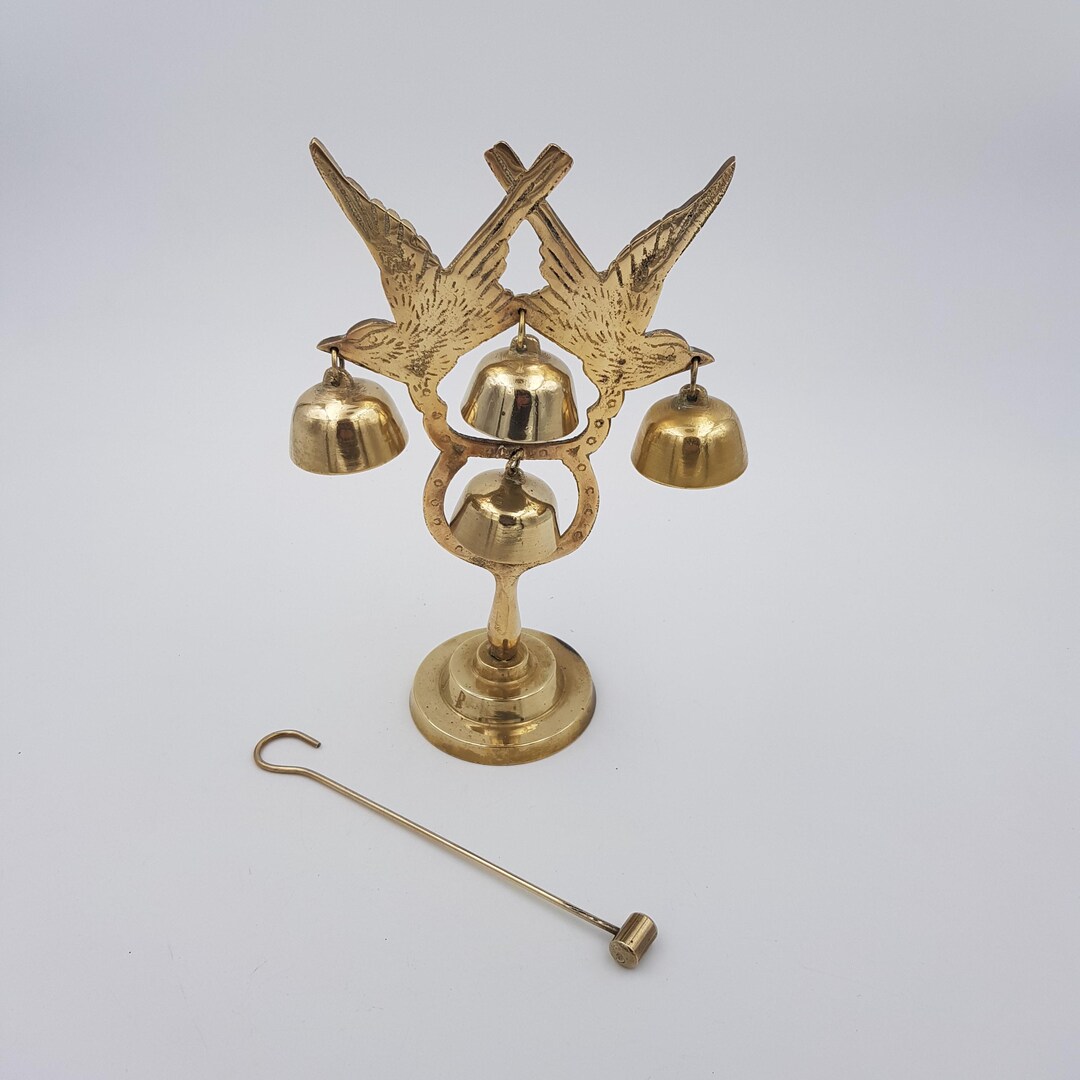 Vintage Chimes / Small Bells | Brass | 4 Bells + 1 Mallet | Decoration ...