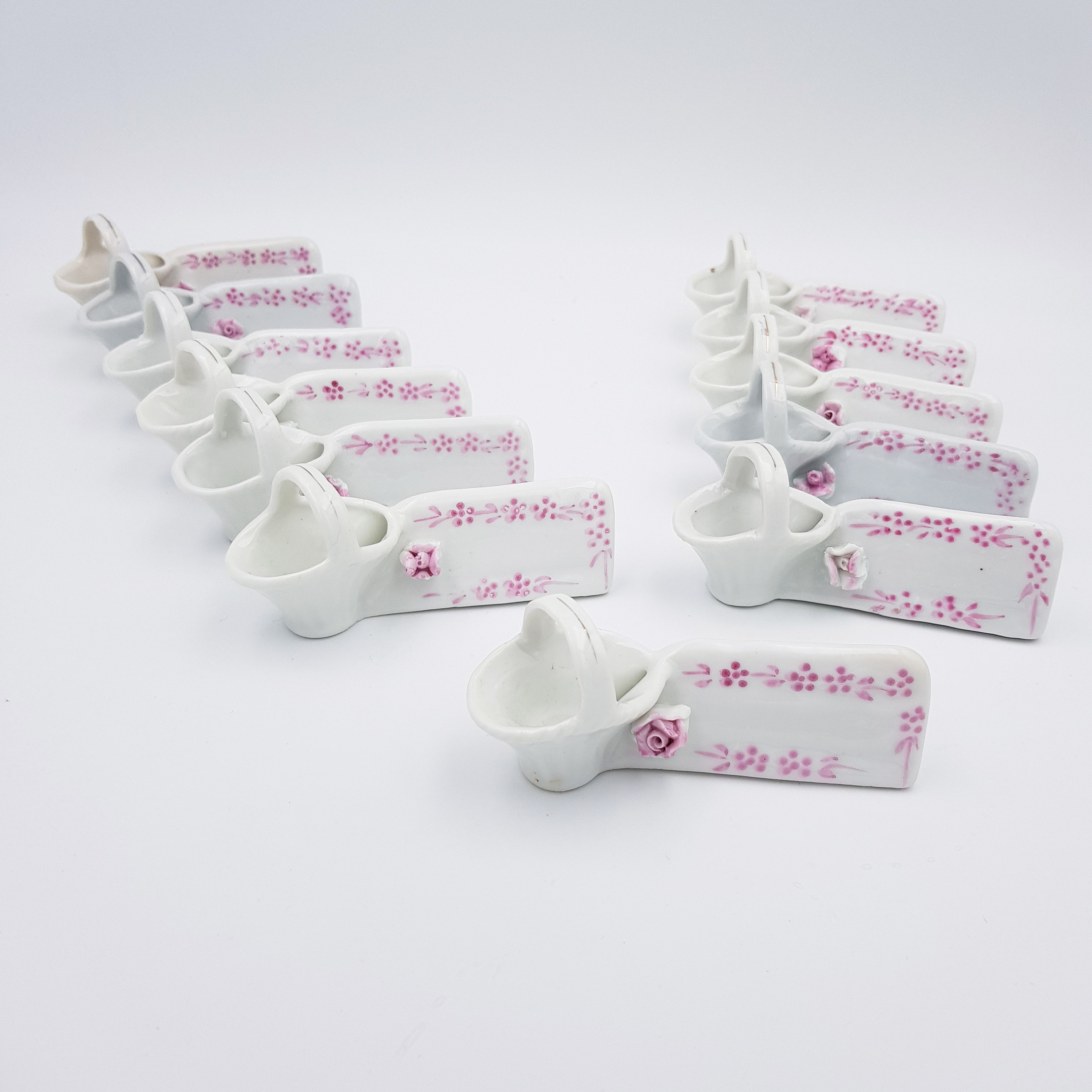 12 Vintage Table Place Cards | Ceramic | French Vintage 1960s | Floral ...