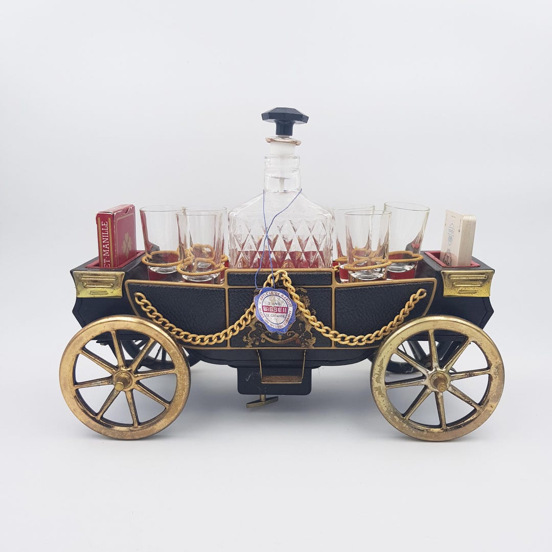 Vintage Musical Bar | Decanter + Liquor Glasses | Shape of a Carriage ...