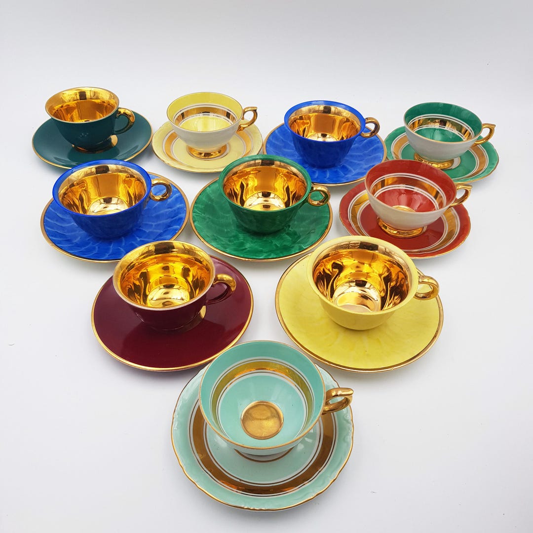 10 Vintage Small Coffee Cups and Saucers Mix & Match China Various ...