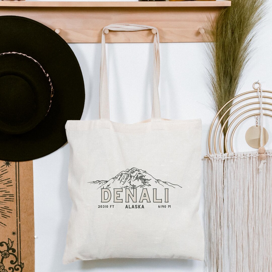 Denali Tote Bag, Mountain Climber Tote, Camping Tote, National Park Bag ...