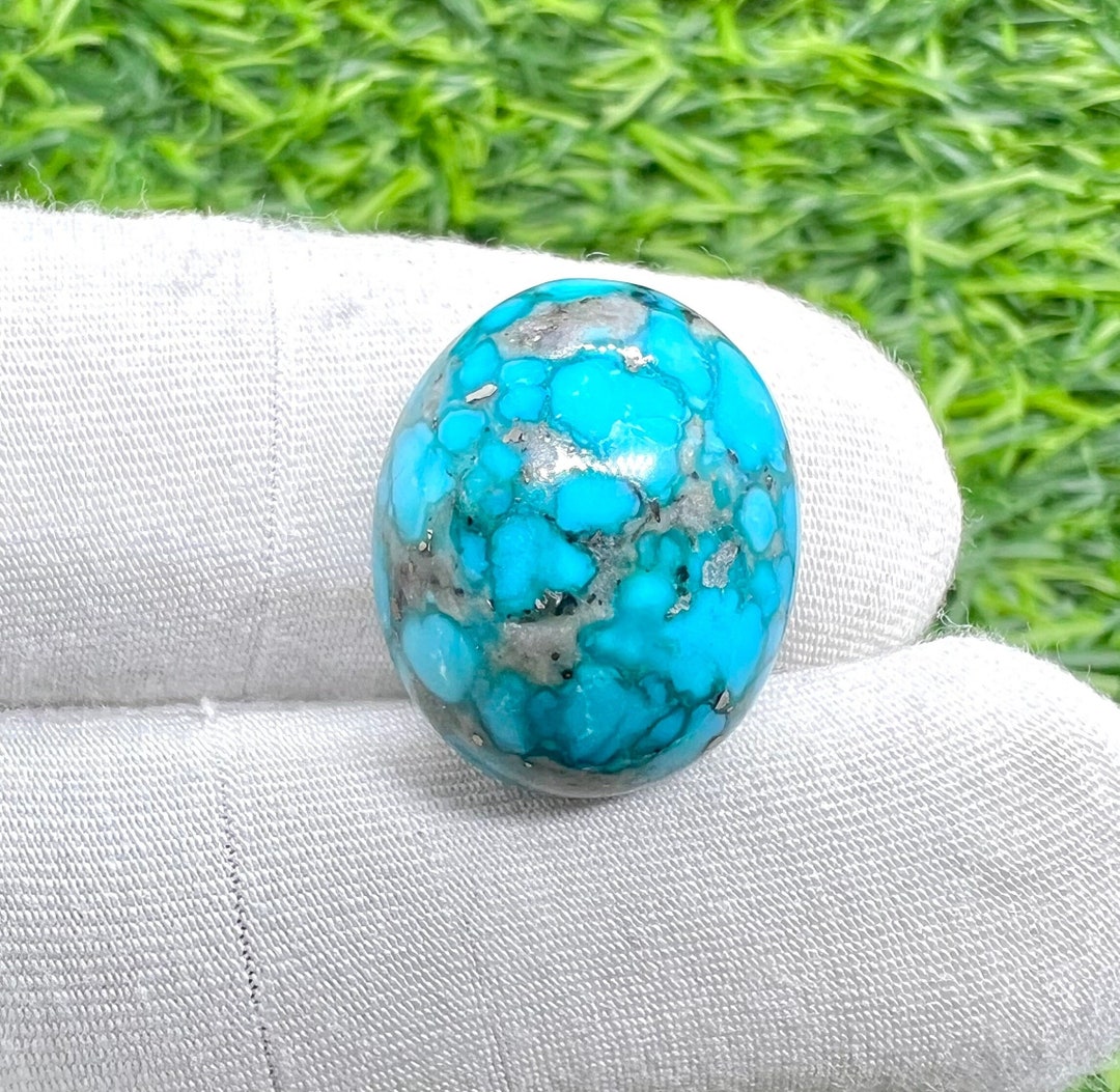 100 % NATURAL Persian Turquoise Blue With Silver Pyrite Color.size ...