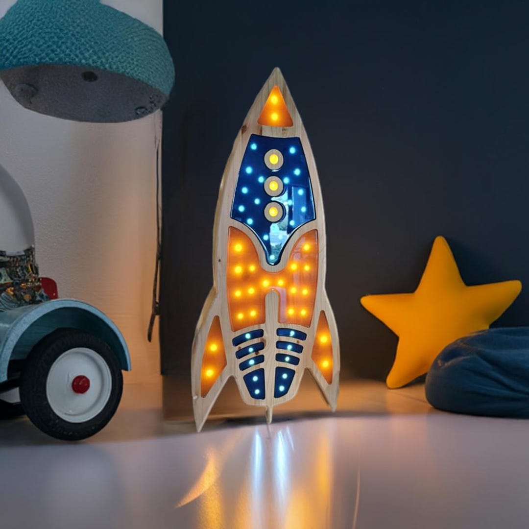 85cm Retro Rocket Lamp: Large Space-themed Night Light for Kids' Room ...