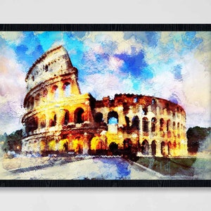 Colosseum Rome Oil Painting Italy Travel Print Wall Art | Etsy