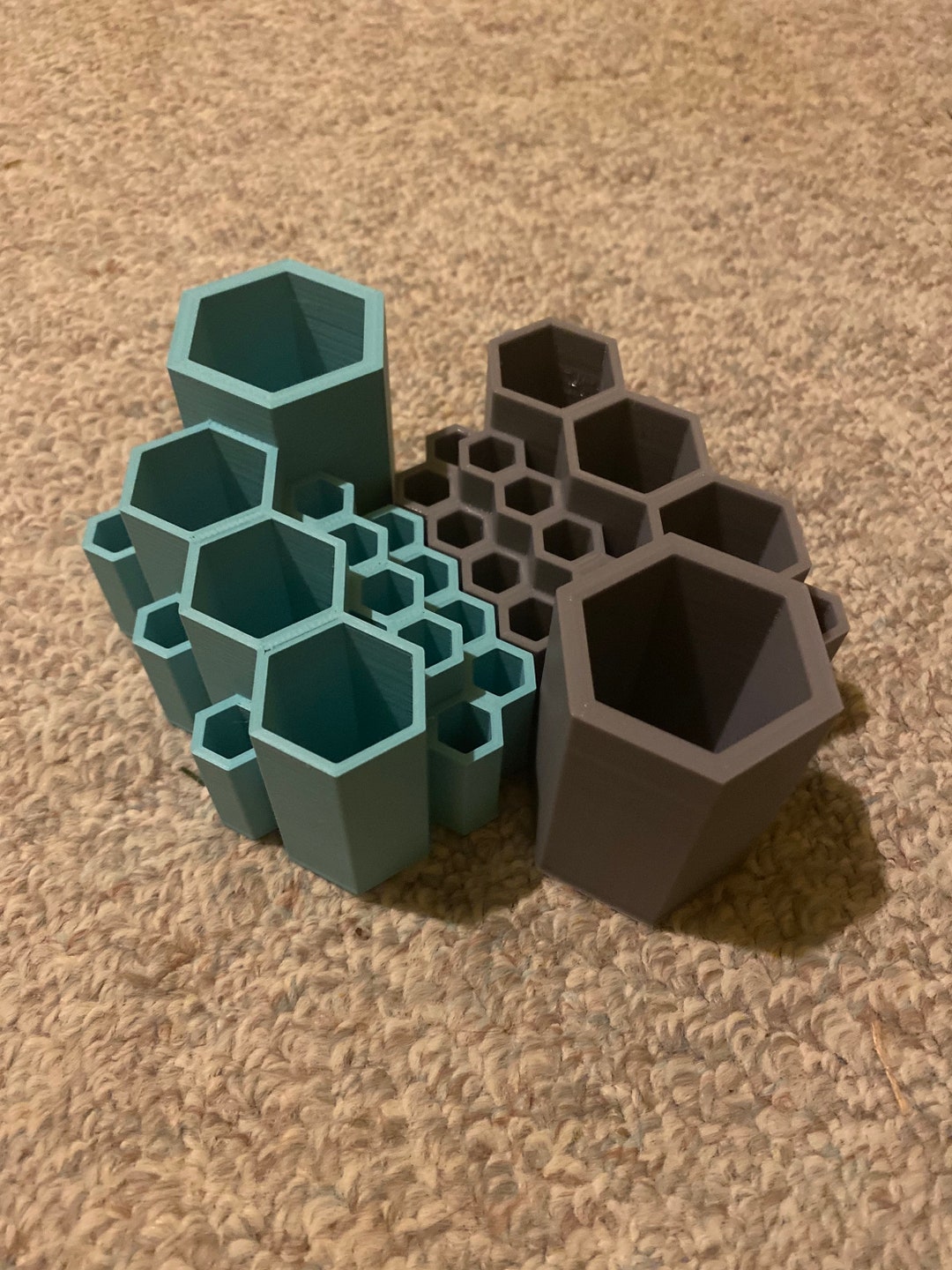 Pencil and Pen Holder Hexagon Matrix PLA 3D Printed 3 Hole Sizes - Etsy