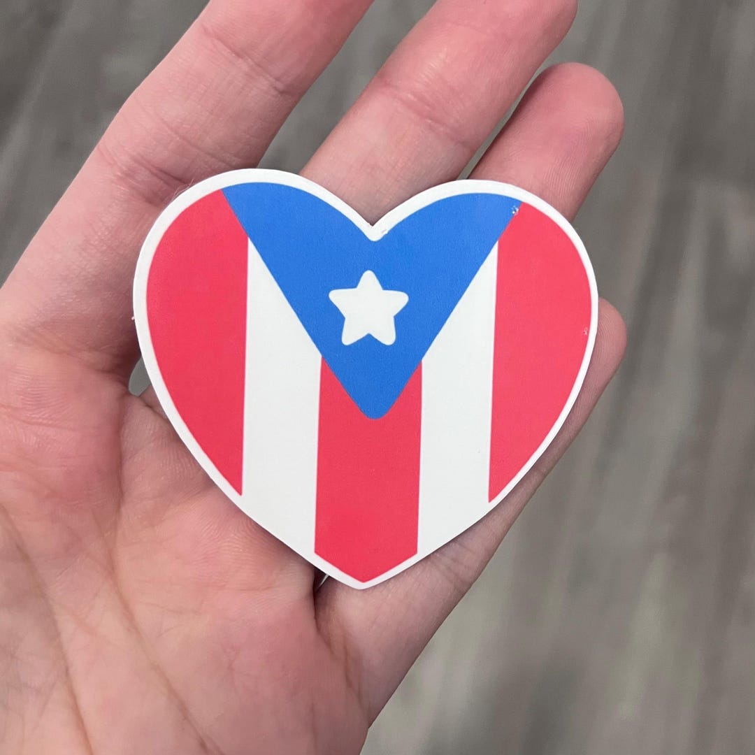 Puerto Rico Flag Heart Sticker | I Love Puerto Rico Sticker | Latina ...