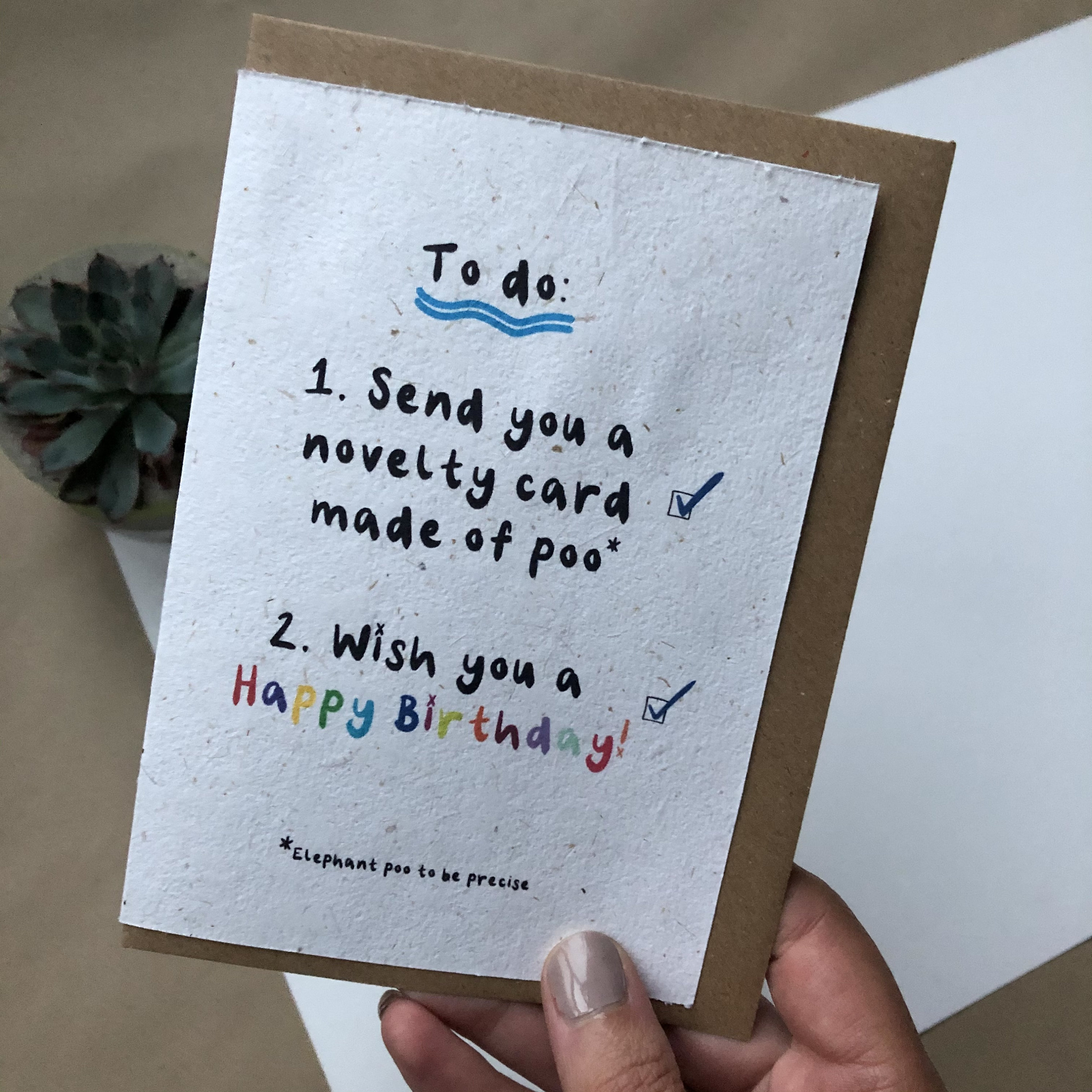 Novelty Birthday Card, Eco-friendly Birthday, Elephant Poo Card, Shit ...