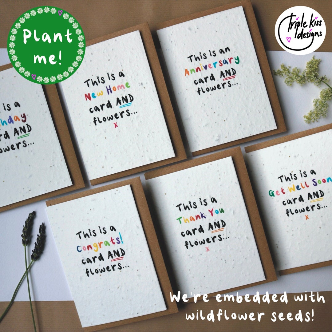 Plantable Seeded Greetings Card Wildflowers Eco-friendly - Etsy