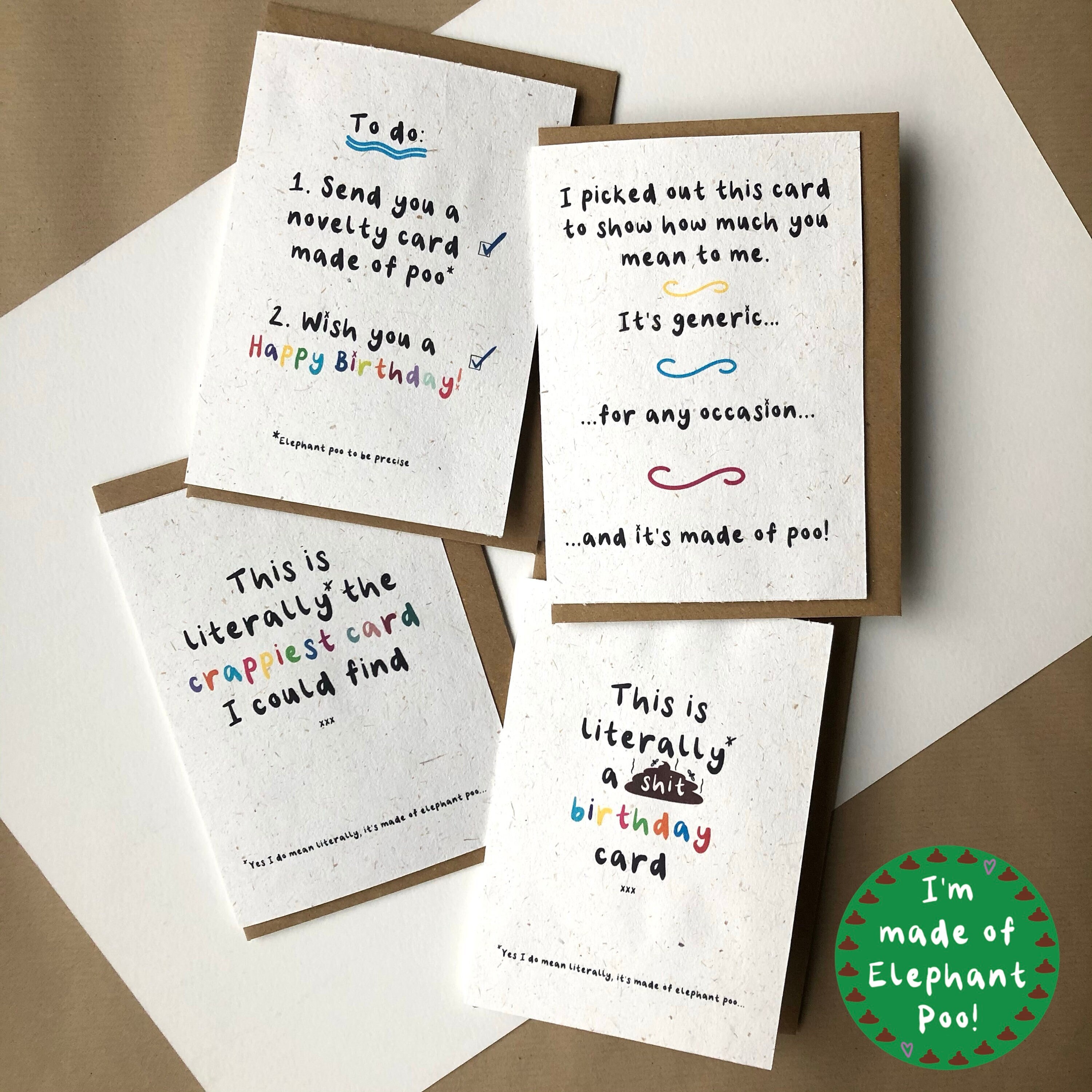 Novelty Birthday Card, Eco-friendly Birthday, Elephant Poo Card, Shit ...