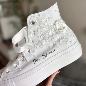 Embroidered Wedding Shoes: Custom PLATFORM Converse Sneakers for the ...