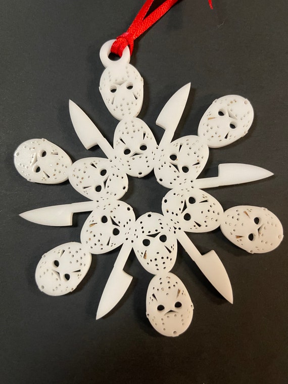 White Scary Halloween Mask Snowflake Ornament | Etsy