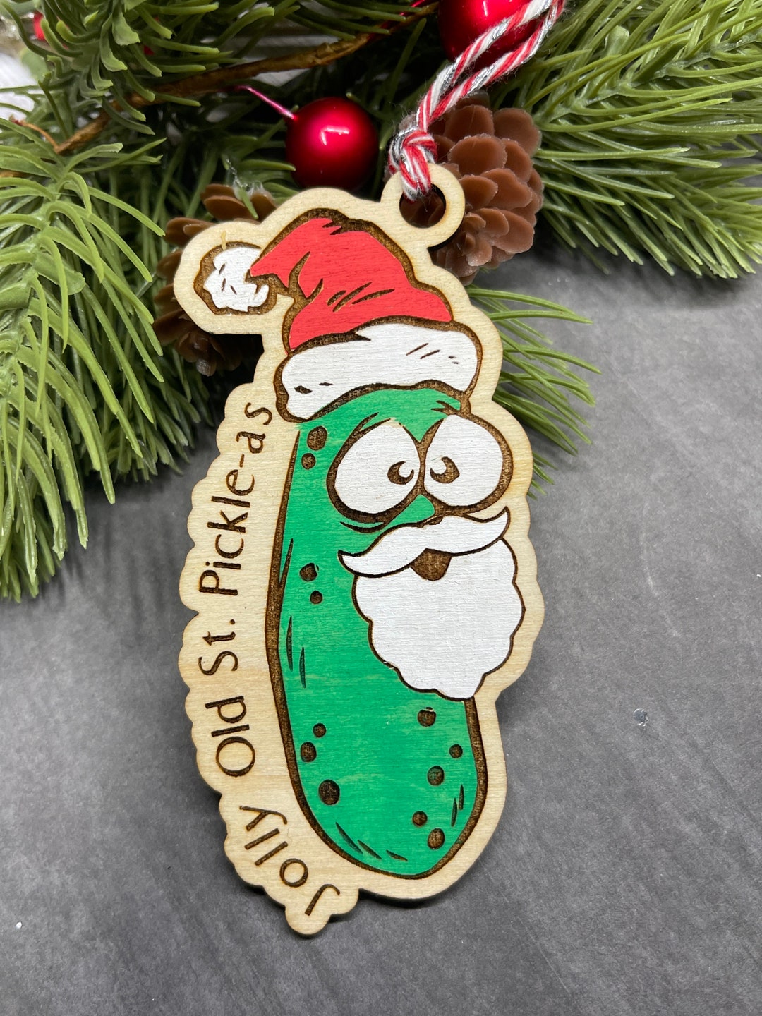 Jolly Old Saint Picklaus Punny Pickle Santa Ornament - Etsy