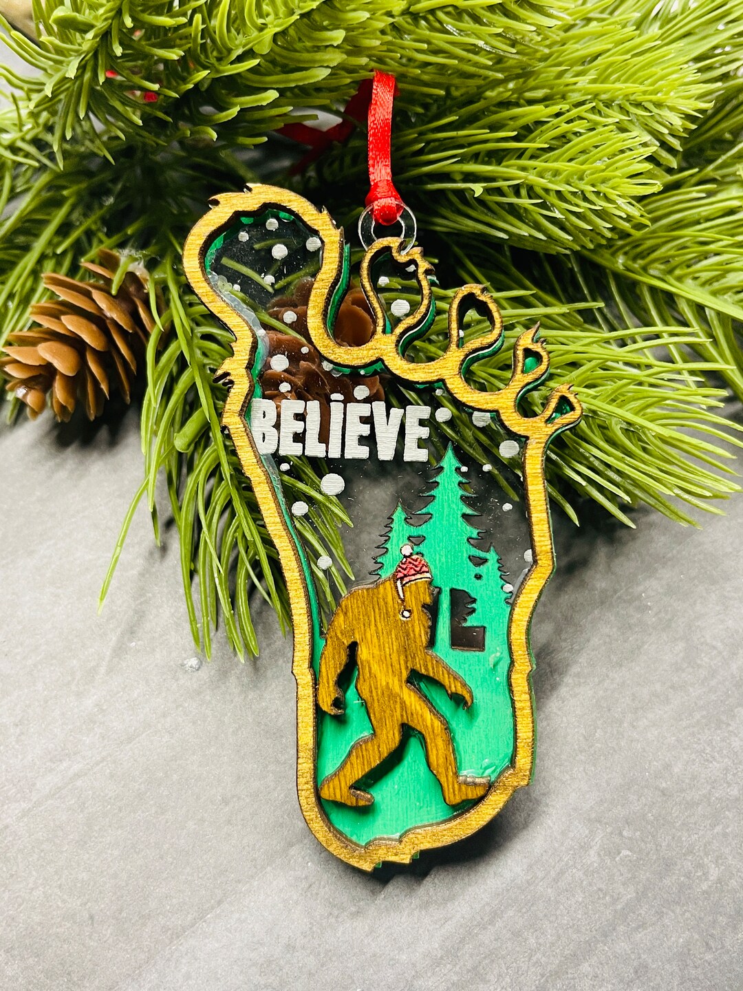 Bigfoot Believe Sasquatch Foot Shaped Ornament - Etsy