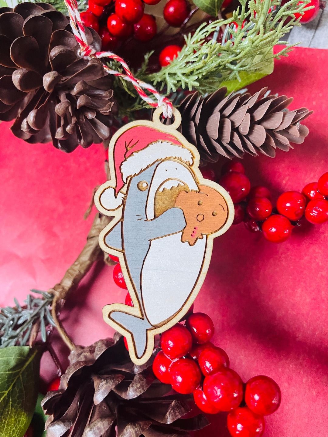 Shark Eating Gingerbread Ornament - Etsy
