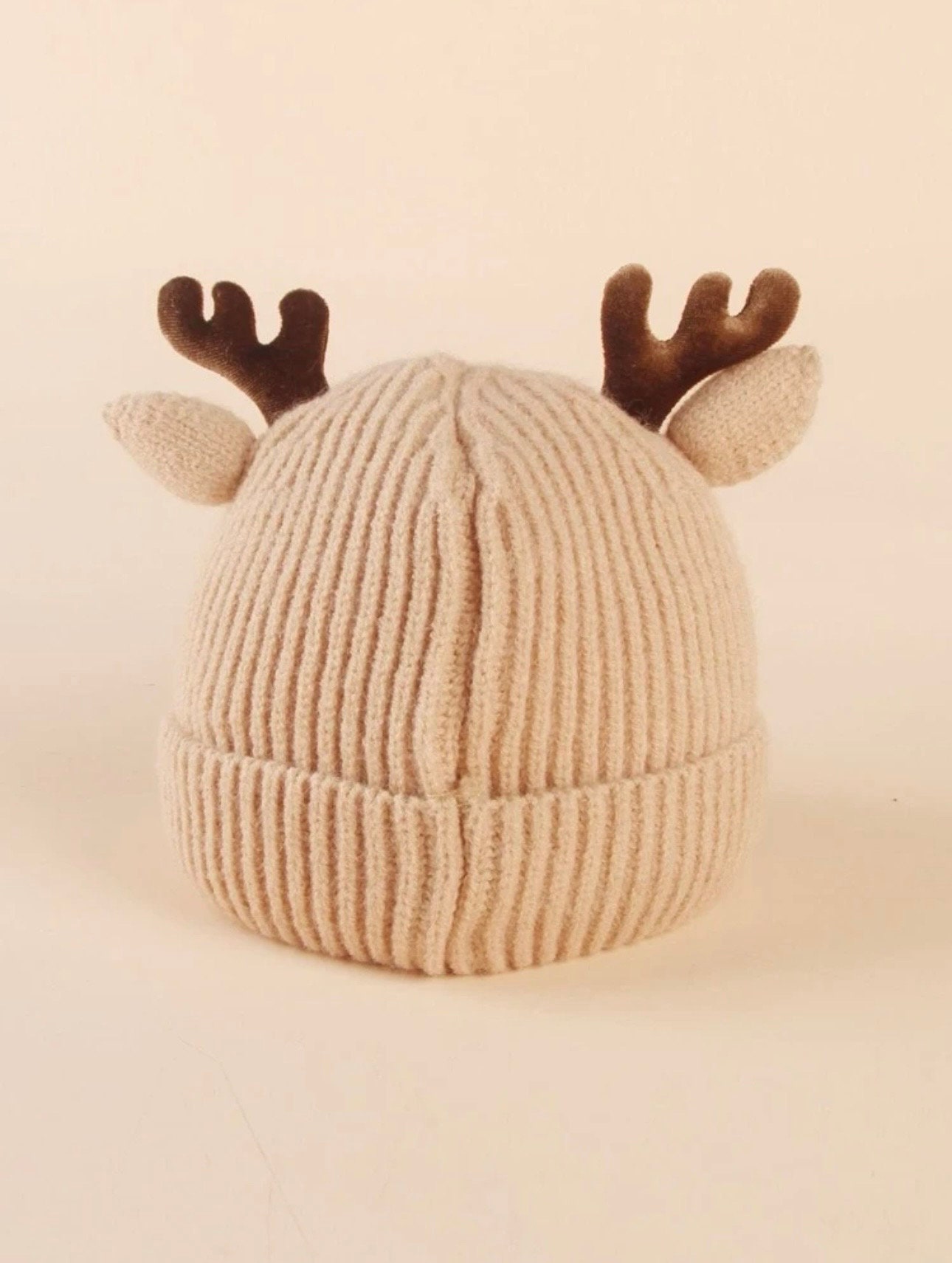 Baby Elk Pattern Knit Hat, Christmas Gift for Babies, Beige Hat for 6 ...
