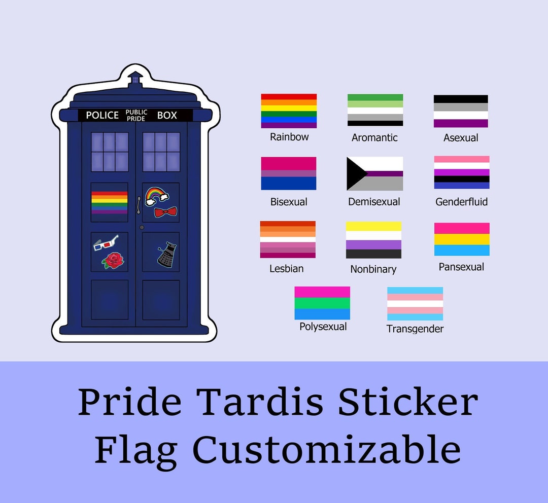 Tardis Public Pride Box LGBTQ+ Stickers (11 Flags Available) + Pride ...