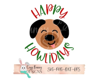 Happy Howlidays Cut File Dog Gift Label Christmas Card Design Holiday ...