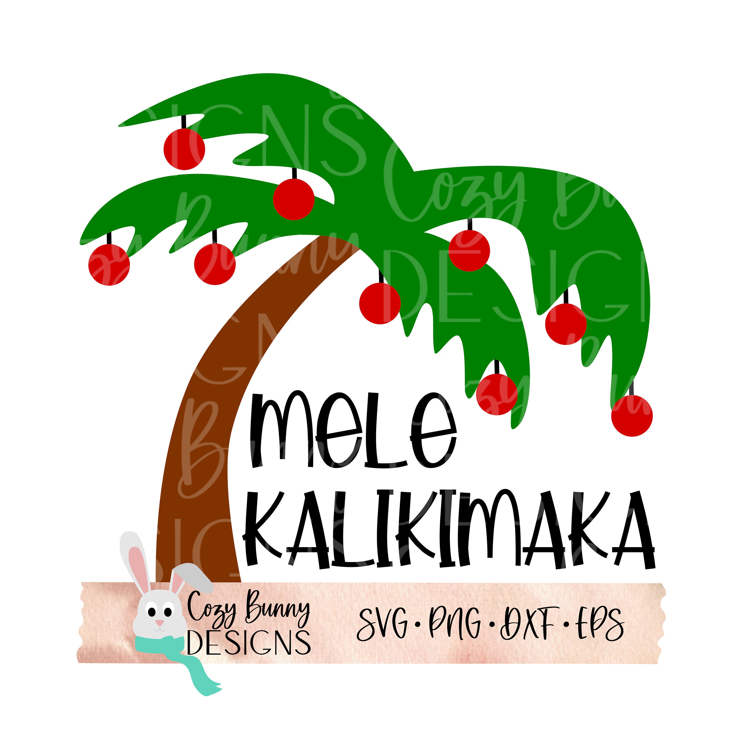 Mele Kalikimaka Tropical Hawaiian Christmas SVG With Palm Tree Digital ...