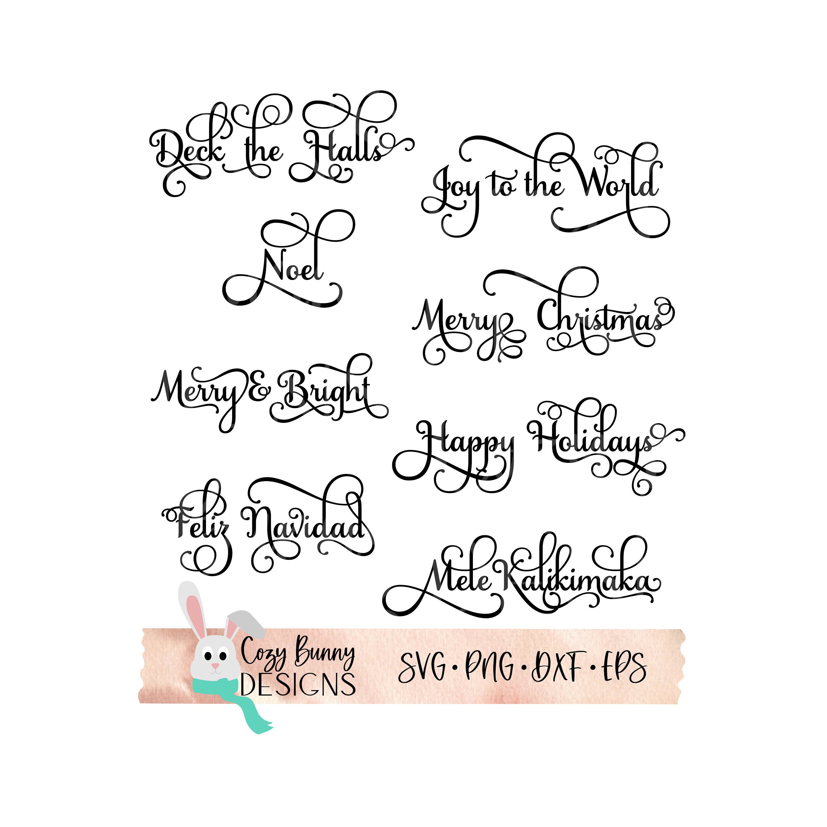 8 Christmas Word SVG Bundle Digital Cut File Bundle for Cricut or ...