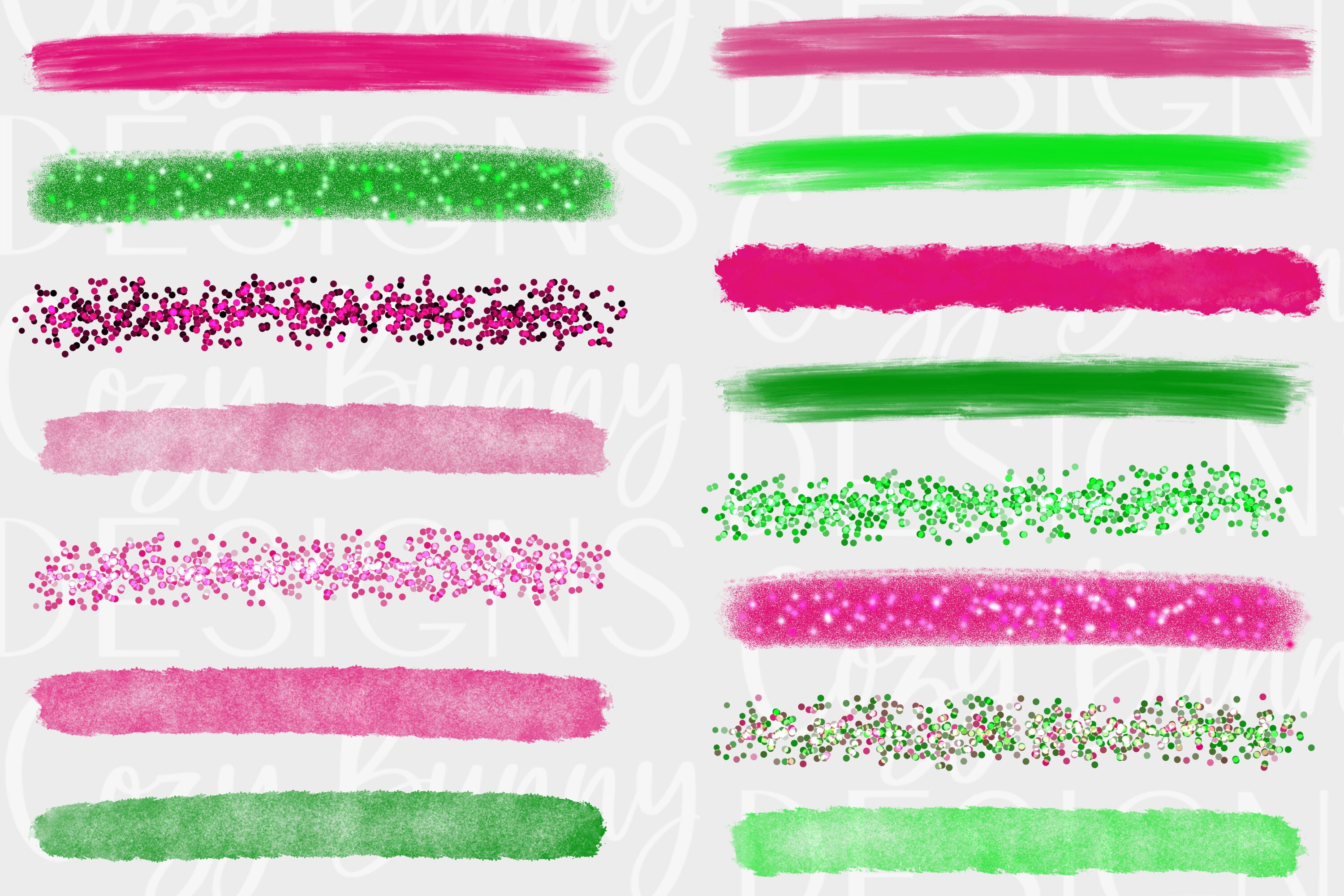 Summer Watermelon Brush Strokes Clipart Bundle Neon Watermelon Brush ...