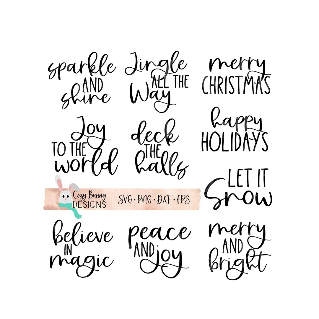 10 Christmas Word SVG Bundle for Ornament Rounds Digital Cut File ...